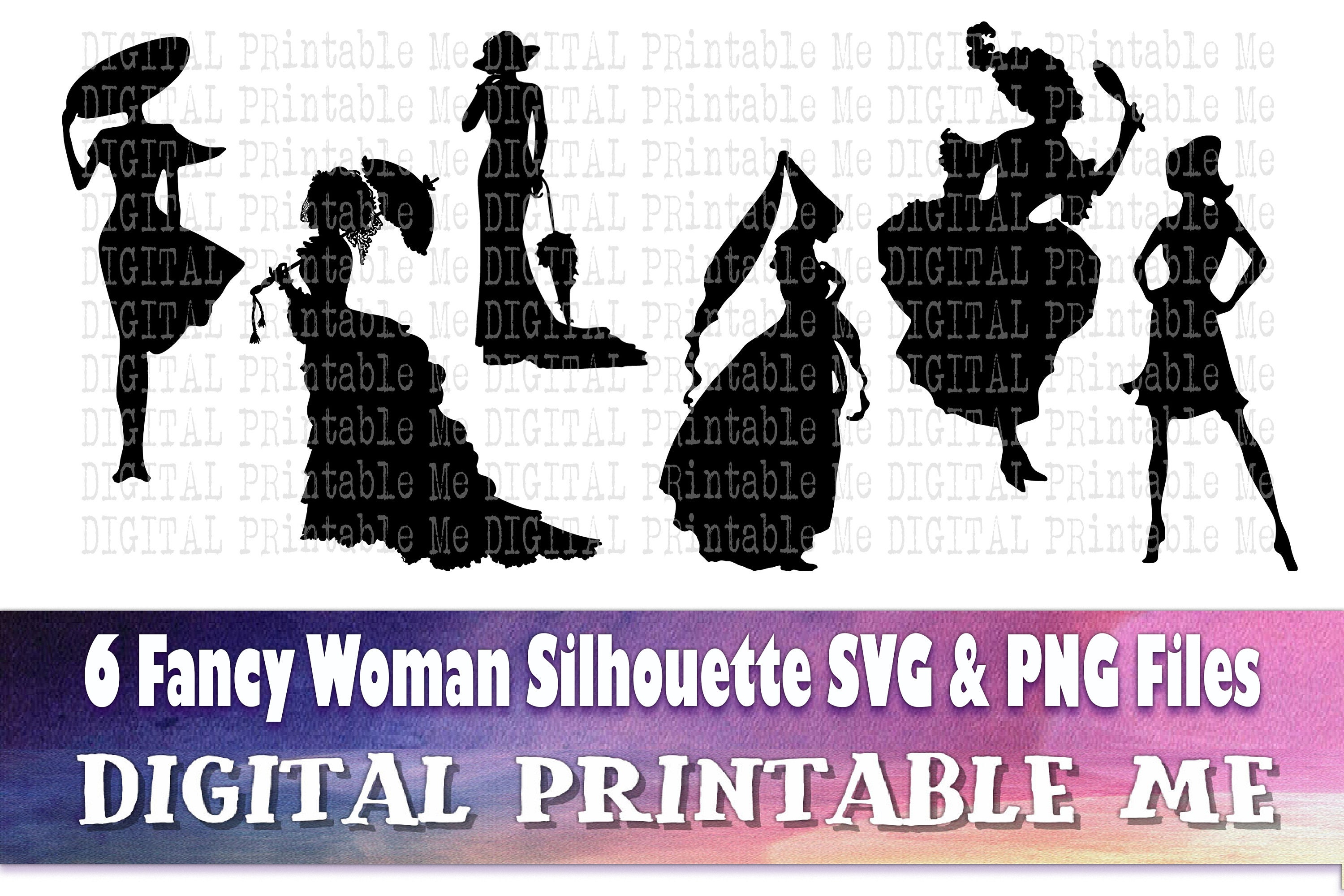 Woman svg female fancy lady girl silhouette bundle PNG | Etsy
