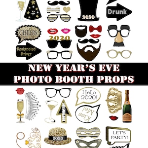 New Year's Eve Photo Booth Props, 2020, Printable Party Game, Instant ...