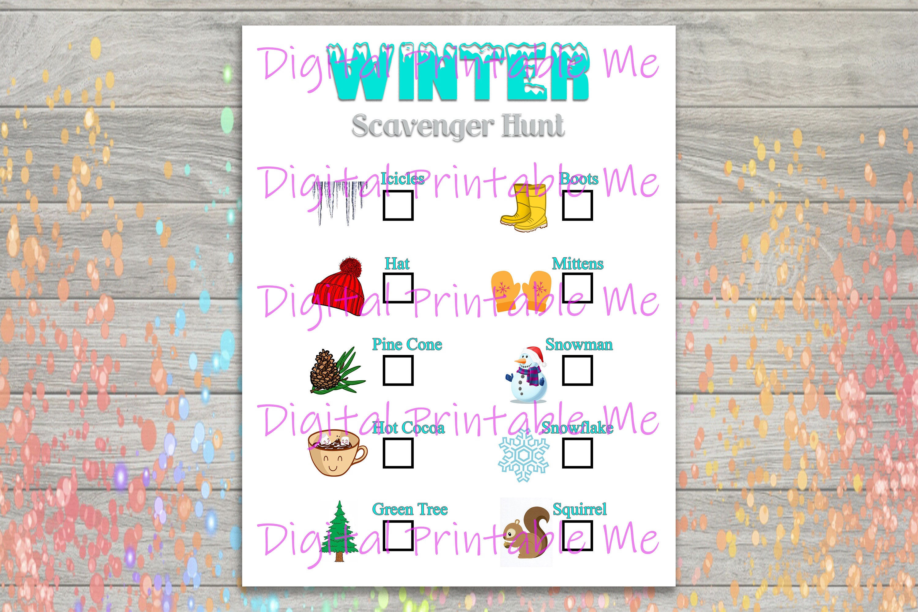 Winter Scavenger Hunt Printable, Kids Activity, Indoor Outdoor Game ...