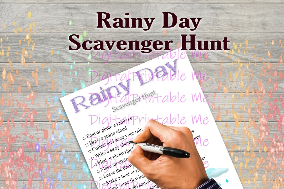 Rainy Day Scavenger Hunt Printable, Kids Activity, Game, Download ...