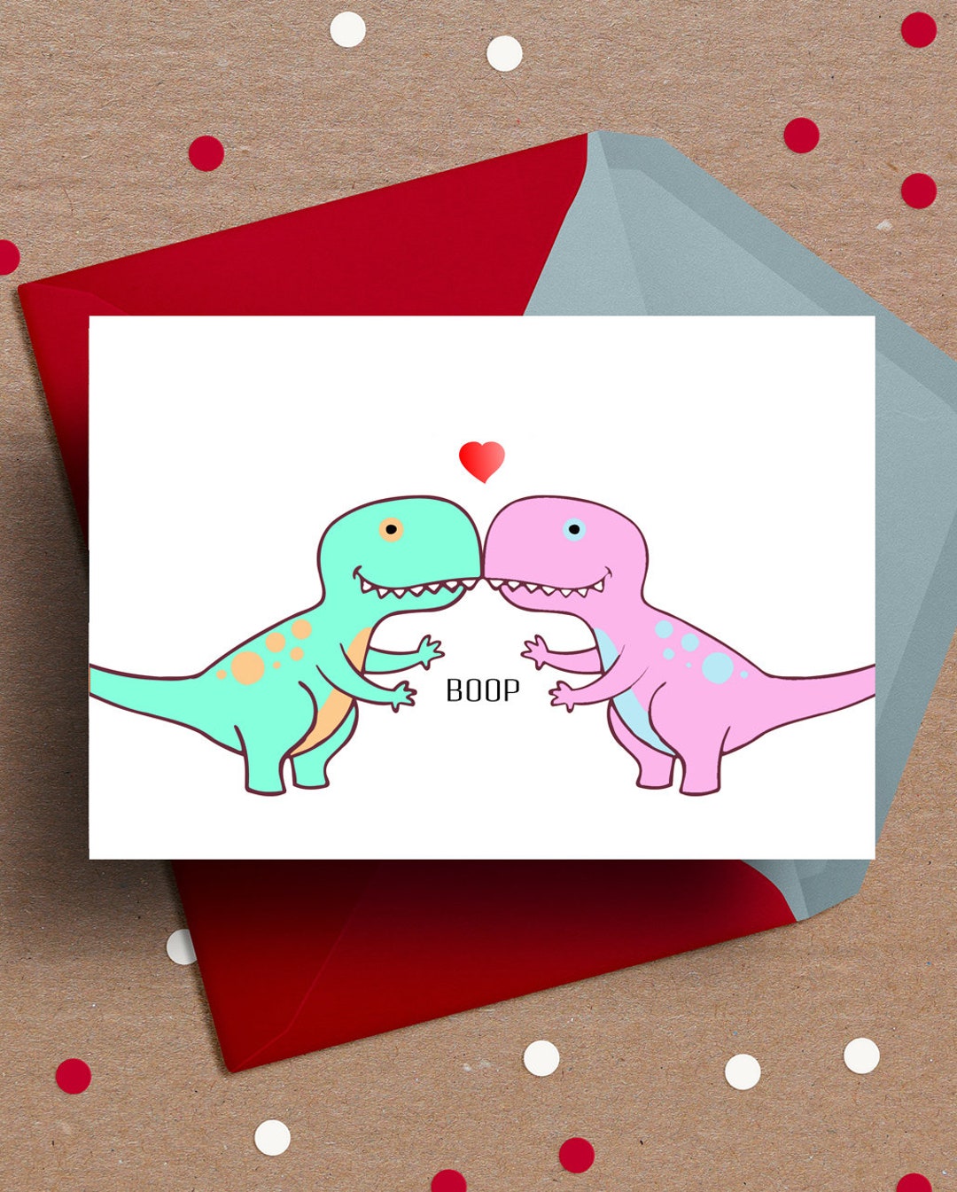 Printable Dinosaur Valentine's Day Card, Anniversary Card, Printable ...