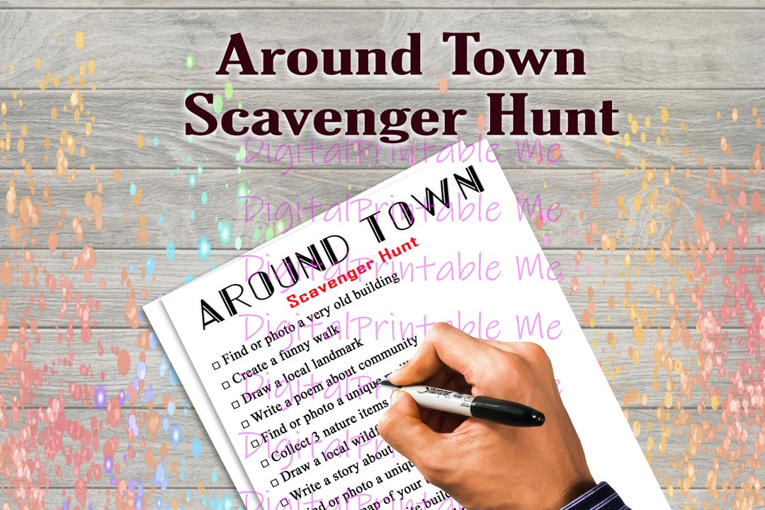 Around Town Scavenger Hunt Printable, Kids Activity, Travel Game ...