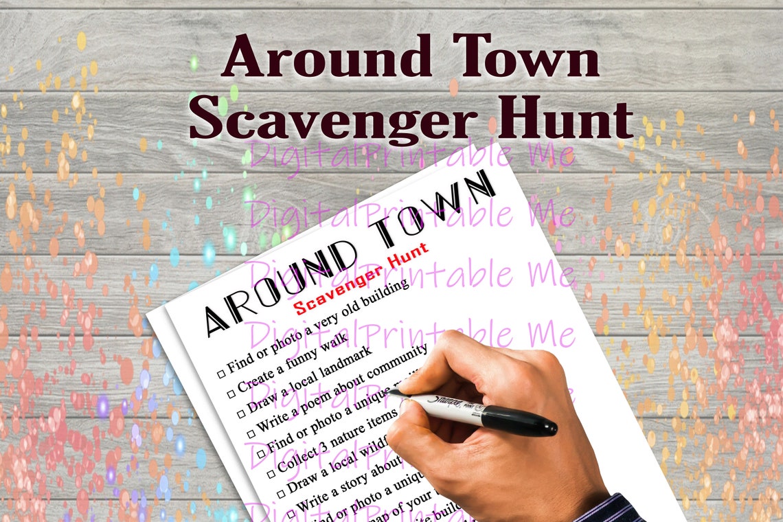 Around Town Scavenger Hunt Printable, Kids Activity, Travel Game ...