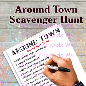 Around Town Scavenger Hunt Printable, Kids Activity, Travel Game ...