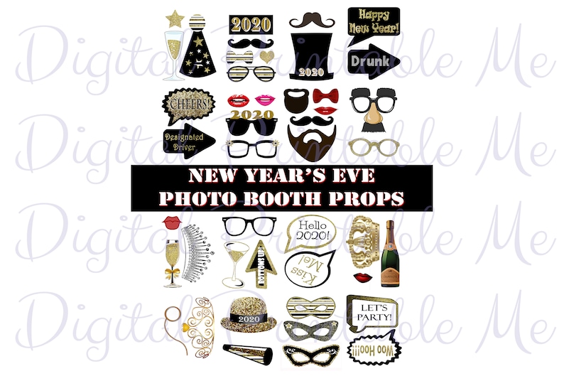 New Year's Eve Photo Booth Props 2020 Printable Party - Etsy