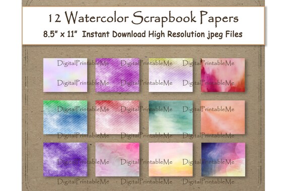 Watercolor Digital Paper 8.5 X 11 Water Color | Etsy