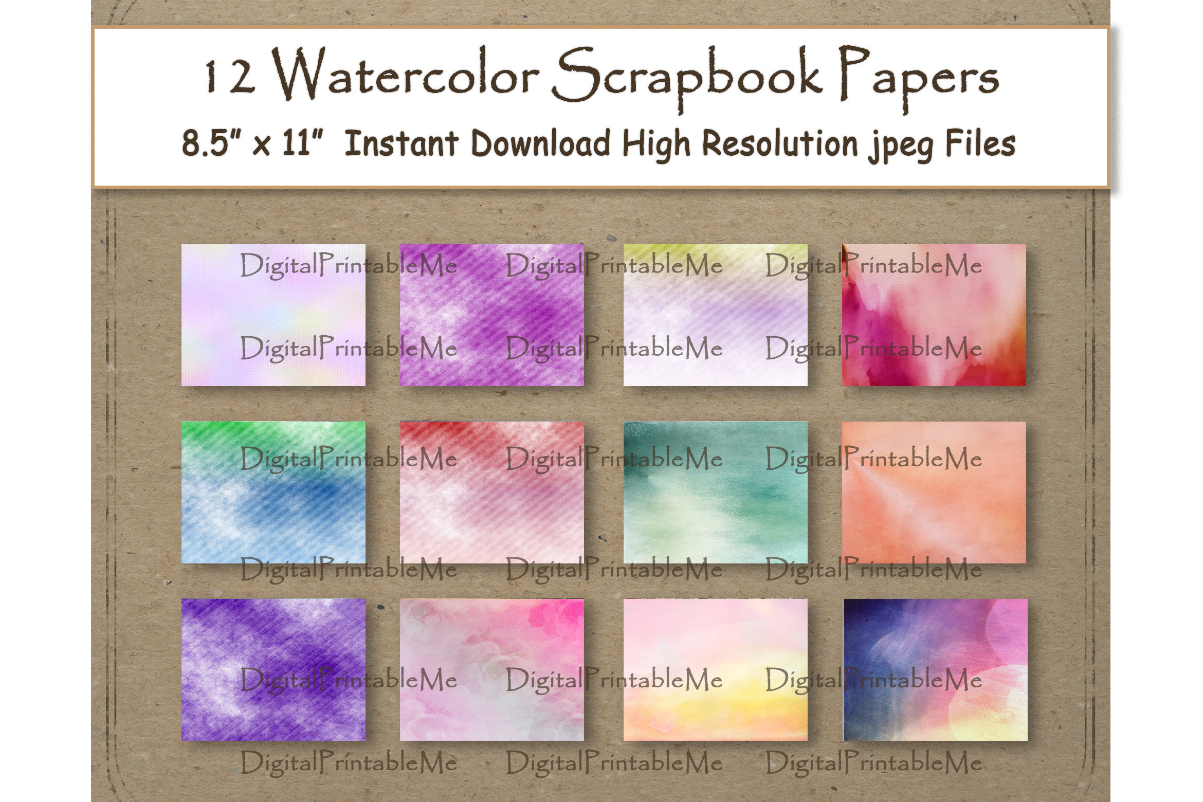 Watercolor Digital Paper 8.5 X 11 Water Color - Etsy
