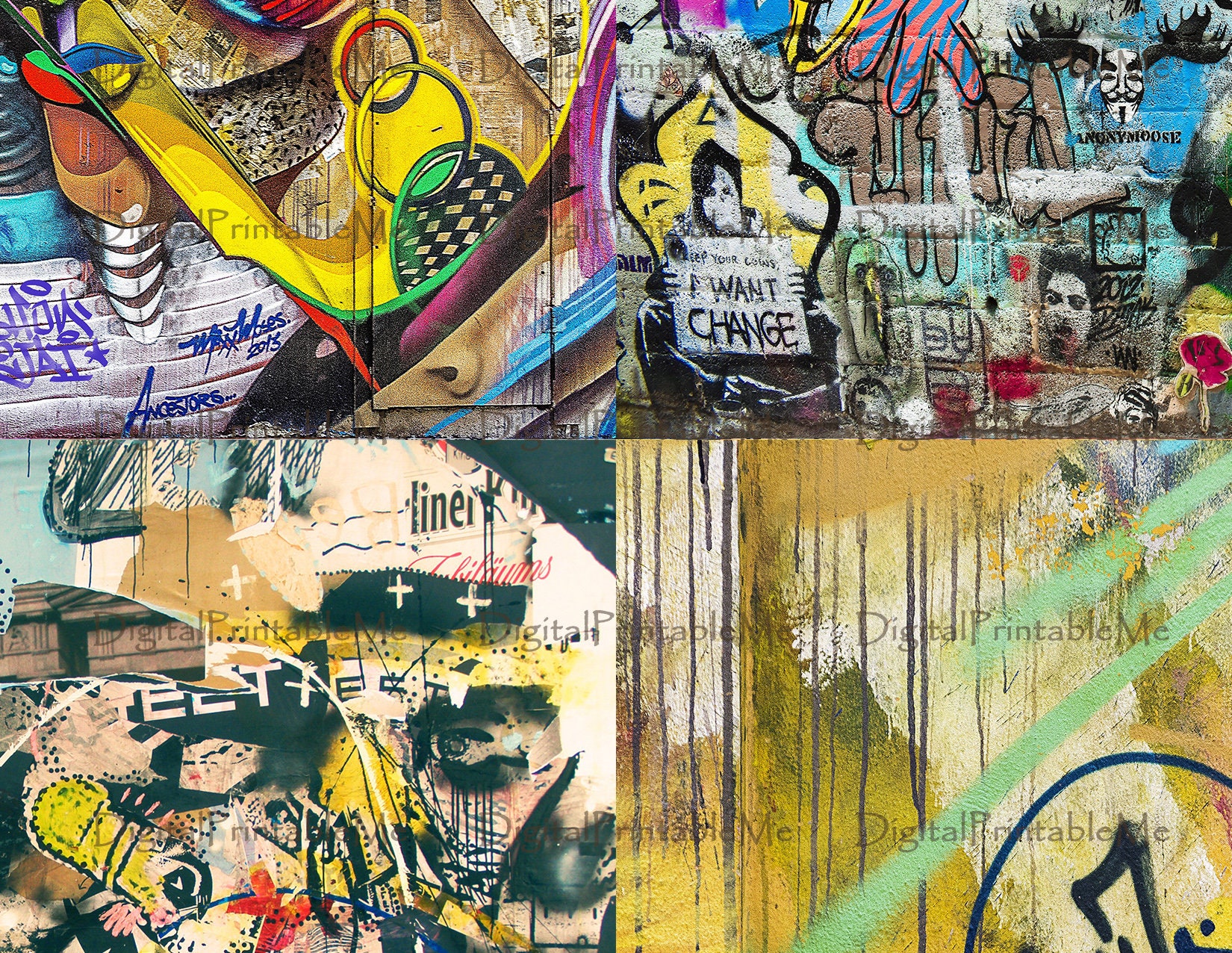 Graffiti Digital Paper Print 8.5 x 11 Texture | Etsy