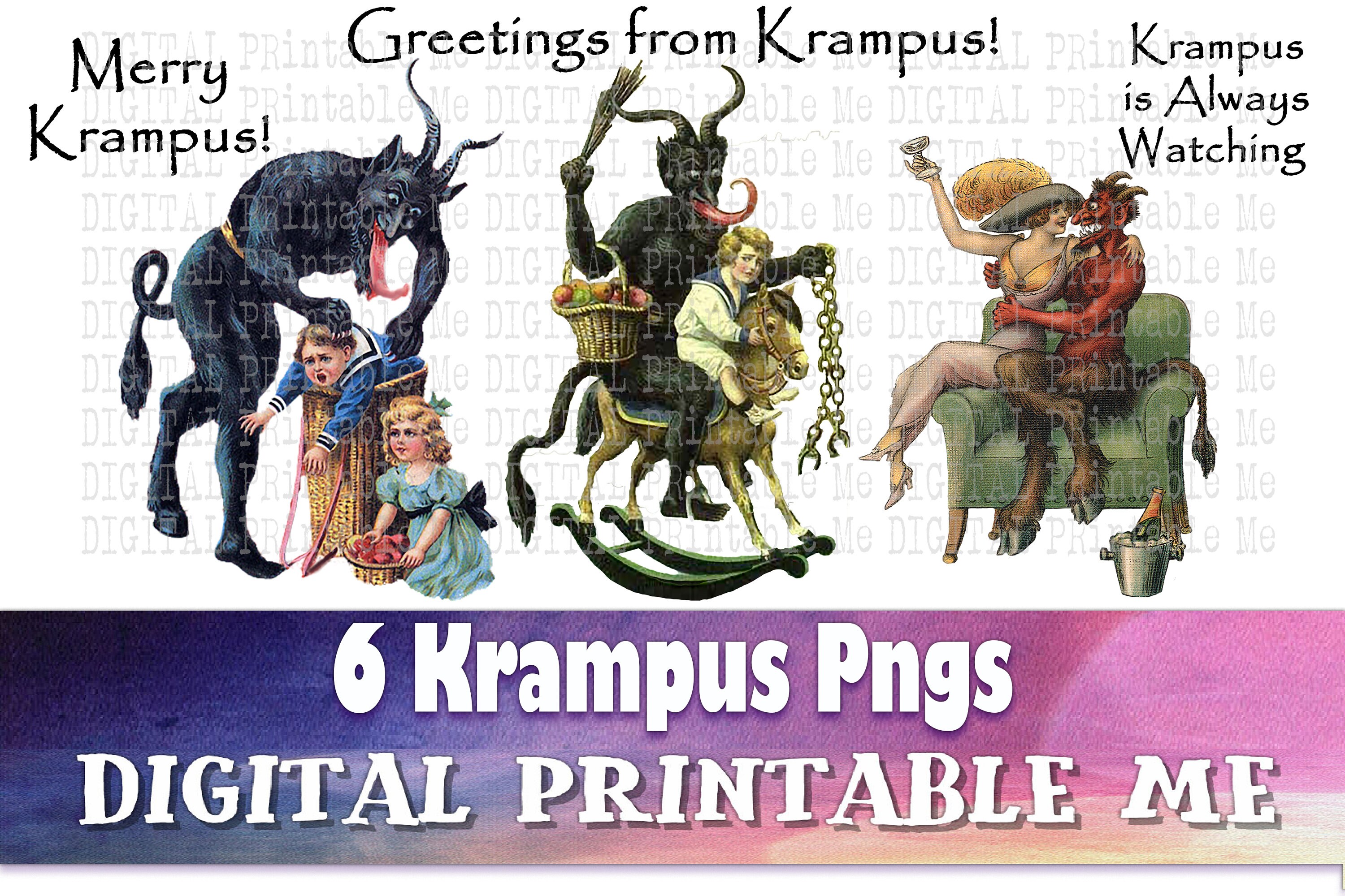 Krampus PNG Bundle, Clip Art Pack, 6 Files, Quotes Text, Vintage Image ...