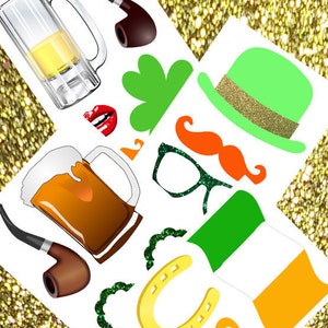 St Patricks Day Photo Booth Props Set St Pattys Glitter Printable ...