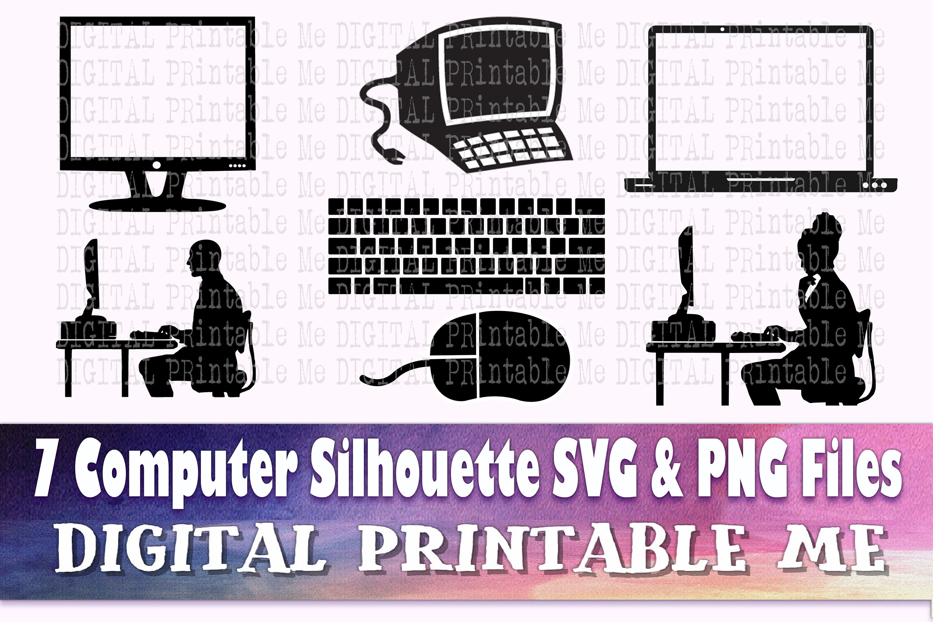 Computer Svg Laptop Silhouette Bundle PNG Clip Art 7 | Etsy