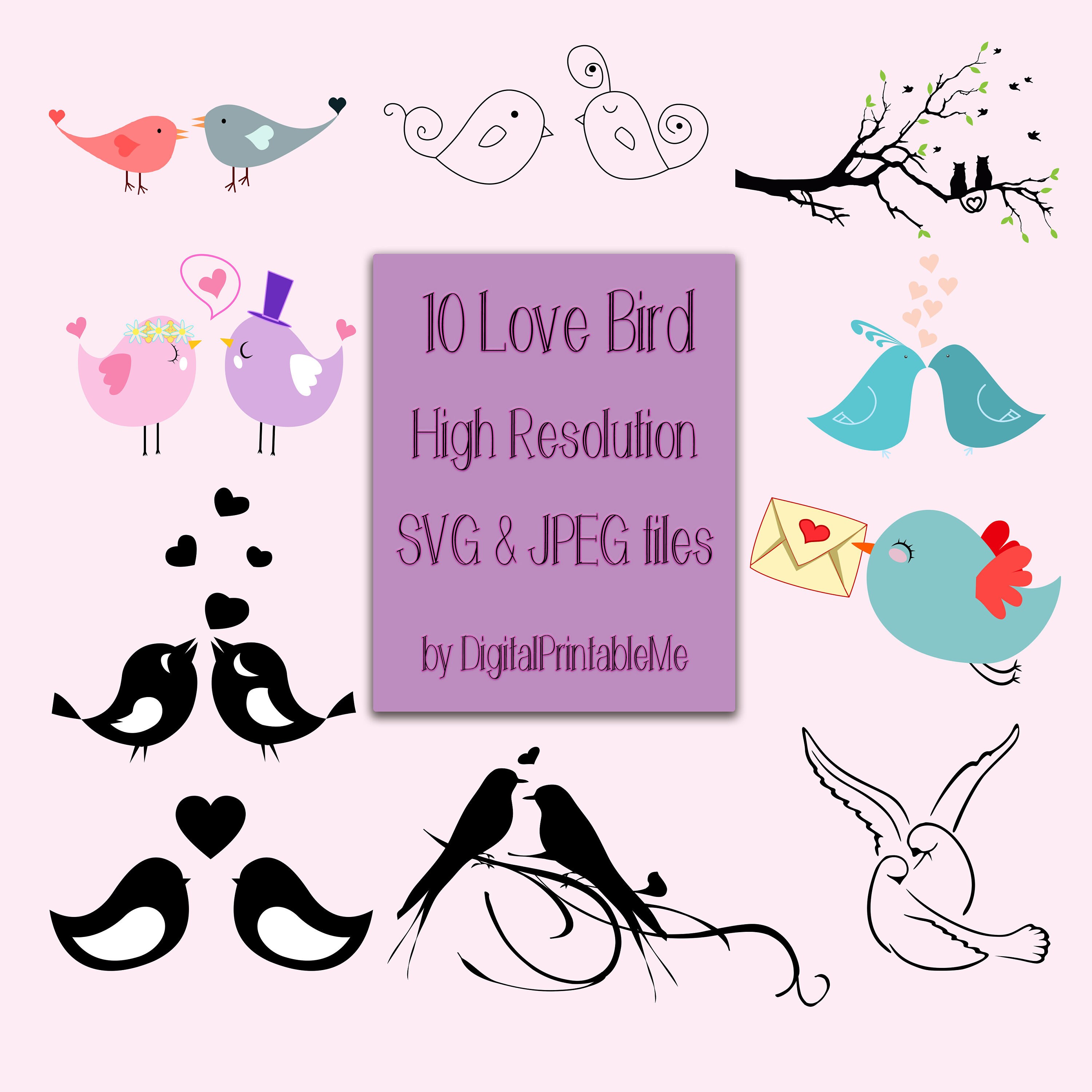 Love Birds Clip Art Set of 10 Kissing Birds SVG JPG Images | Etsy