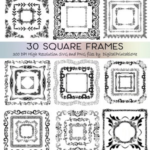 Clip Art Frames Set Border 30 Images Square Pack Instant - Etsy