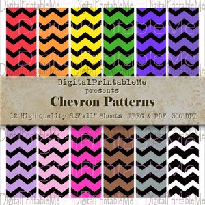 Black Chevron Digital Paper Rainbow Zigzag Pattern Scrapbook - Etsy