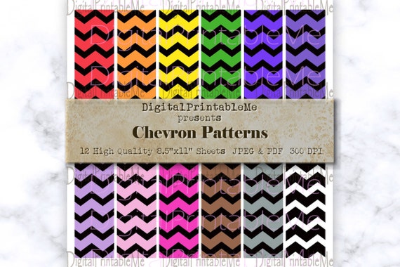 Black Chevron Digital Paper Rainbow Zigzag Pattern | Etsy