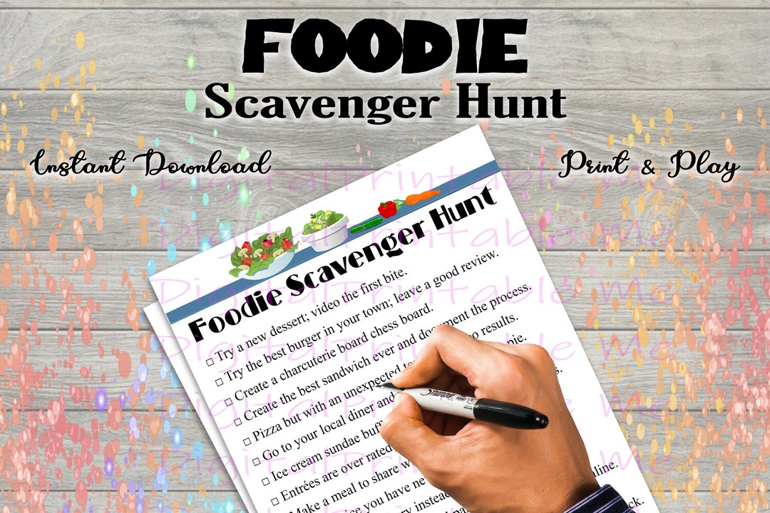 Foodie Scavenger Hunt Printable, Food Lover Game, Scavenger Hunt for ...