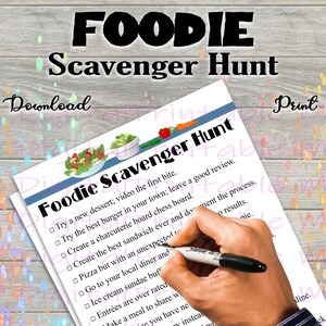 Foodie Scavenger Hunt Printable, Food Lover Game, Scavenger Hunt for ...