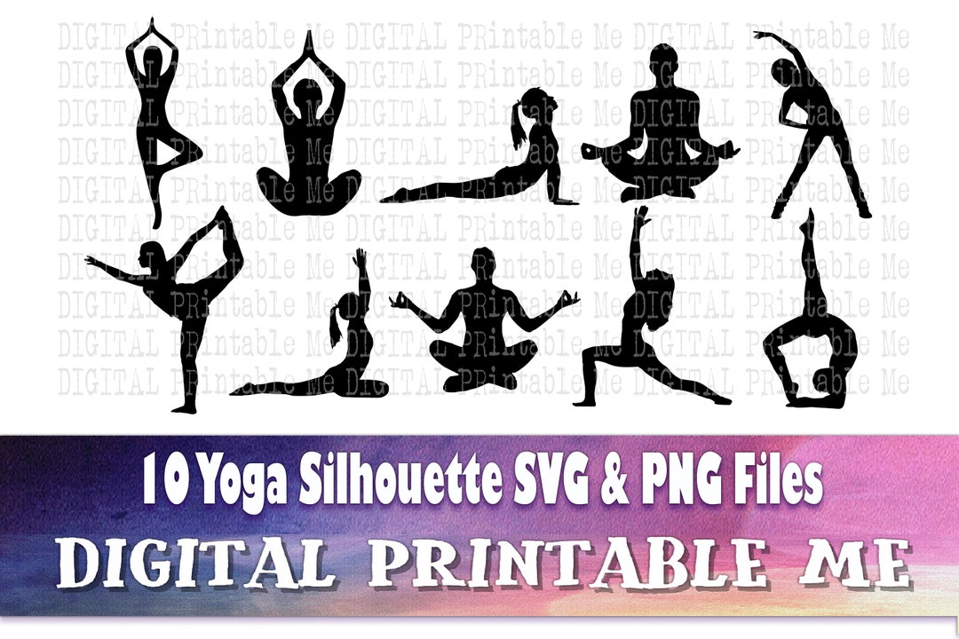Yoga Svg, Silhouette Bundle, PNG, Clip Art, 10 Digital, , Health ...