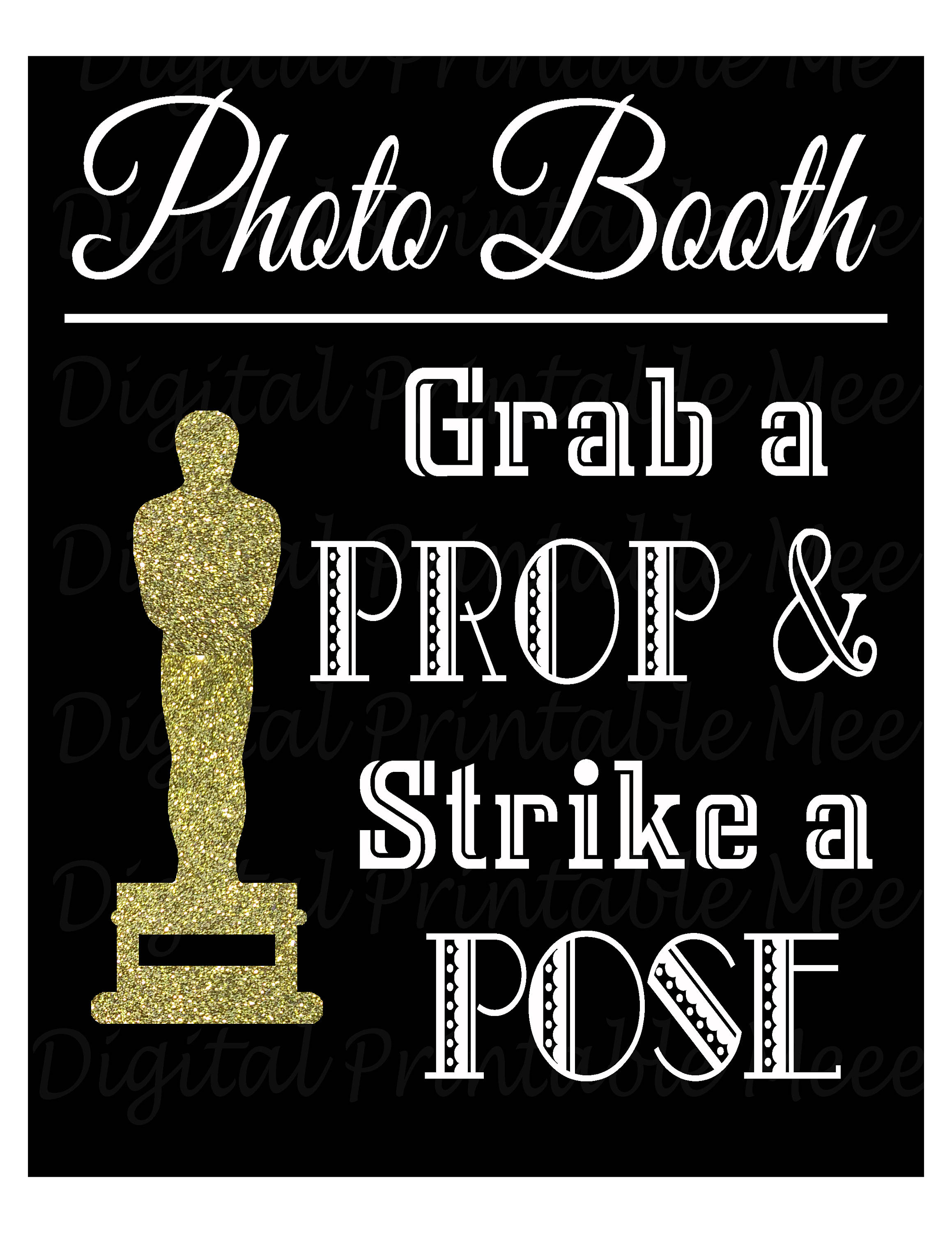 Photo Booth Sign photo sign prop decoration Black Gold Movie | Etsy