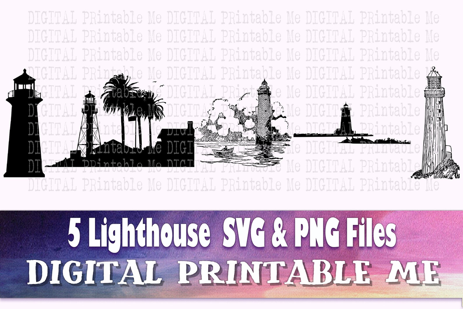 Lighthouse Svg Bundle Silhouette PNG Clip Art 5 Digital - Etsy