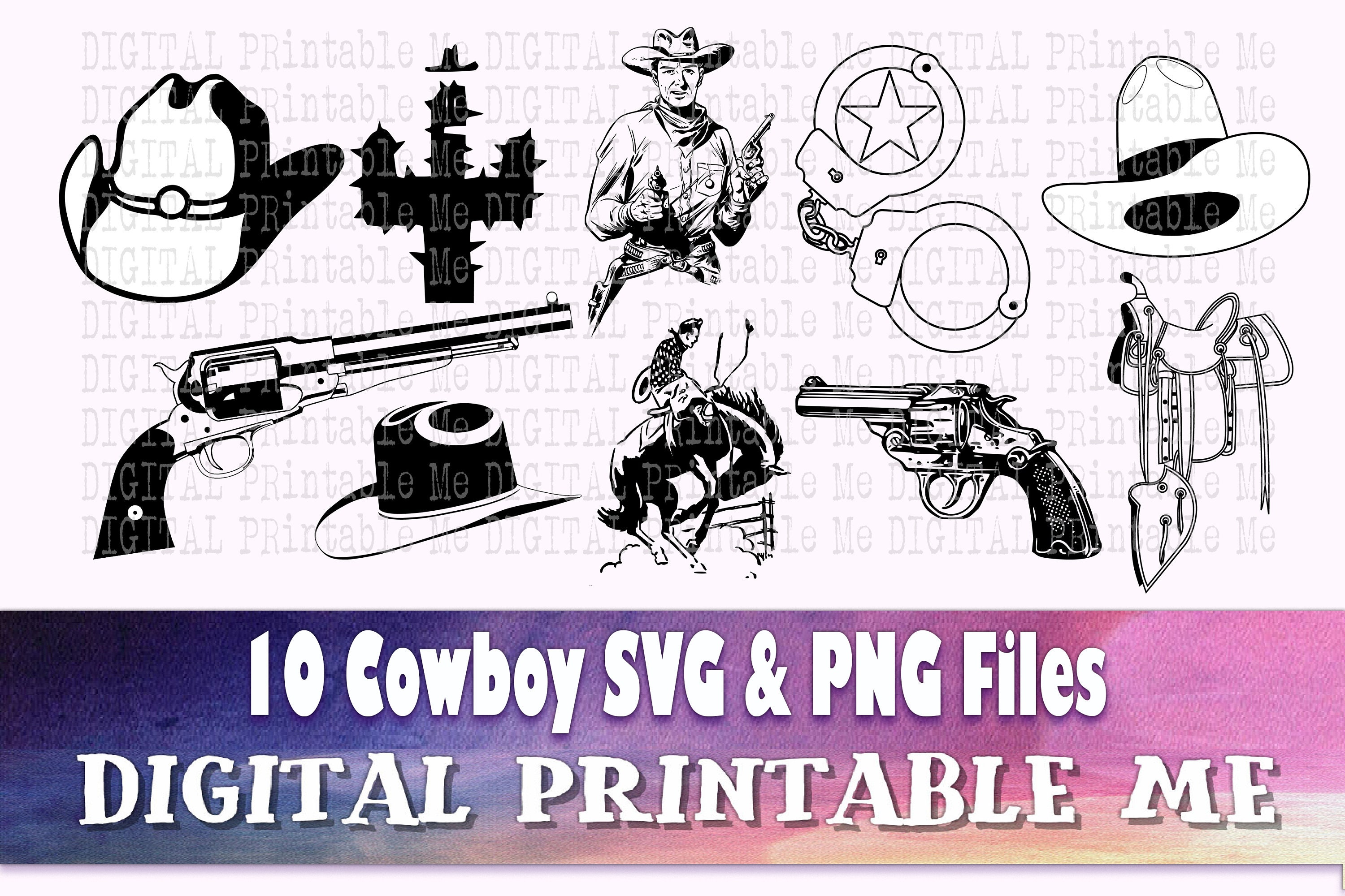 Cowboy Svg Wild West Outline Bundle PNG Clip Art 10 | Etsy