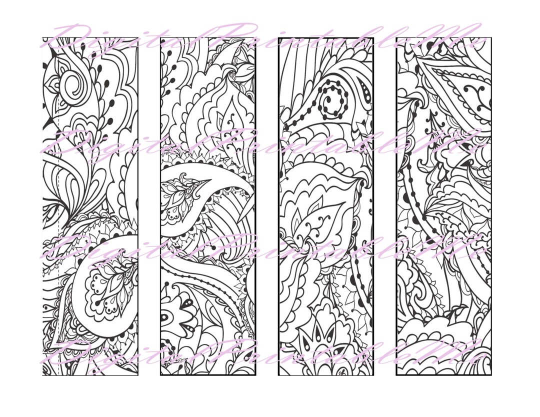Printable Bookmark Digital Bookmark, Adult Coloring Pages Book Mark ...
