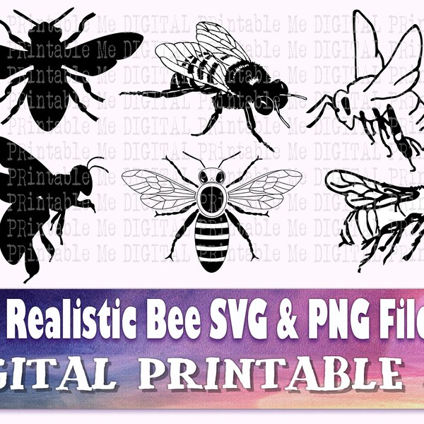 Realistic Bee Silhouette Svg - Etsy