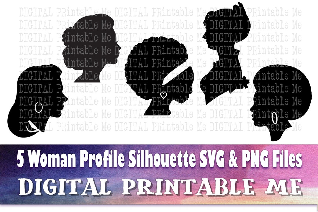 Woman Profile Svg, Female, Lady, Girl, Side View Silhouette Bundle, PNG ...