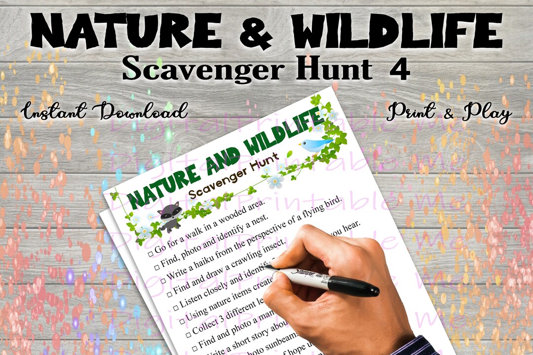 Wildlife Scavenger Hunt Printable Woodland Nature Game for - Etsy