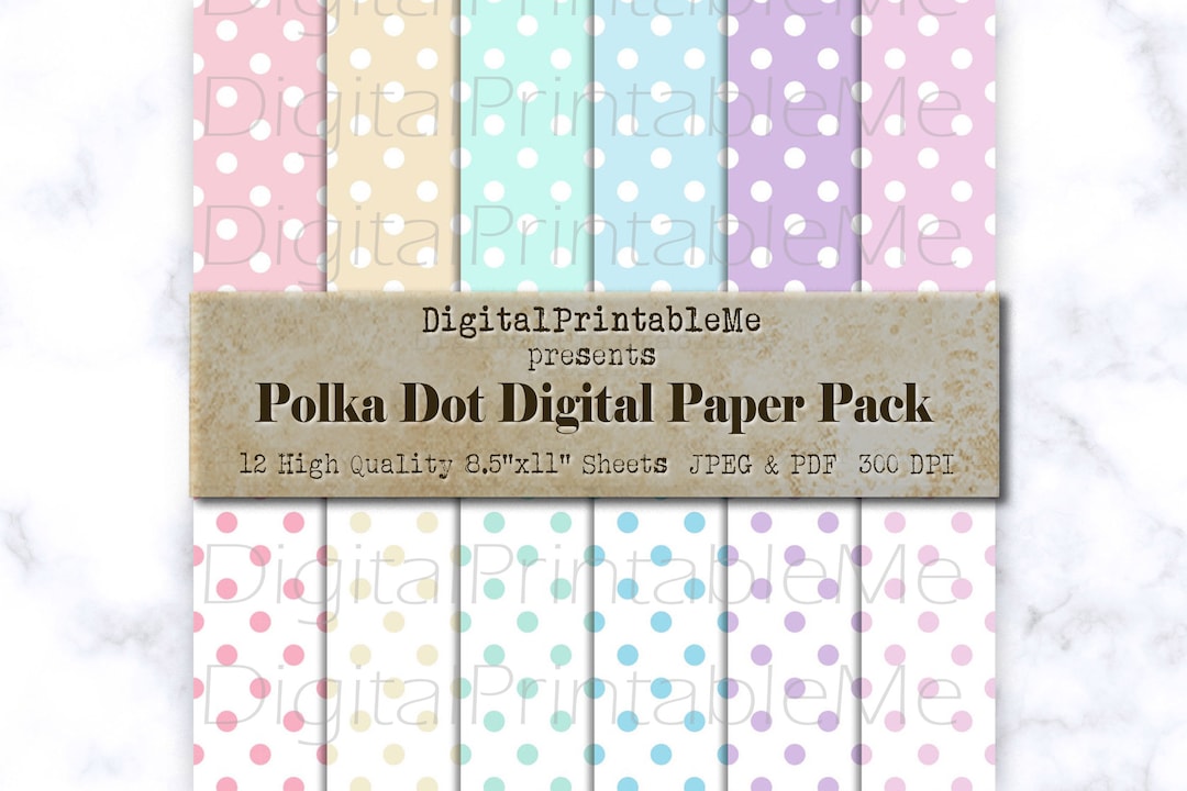 Pastel Polka Dot Digital Paper, Dot Pattern, Scrapbook Pack, Background ...