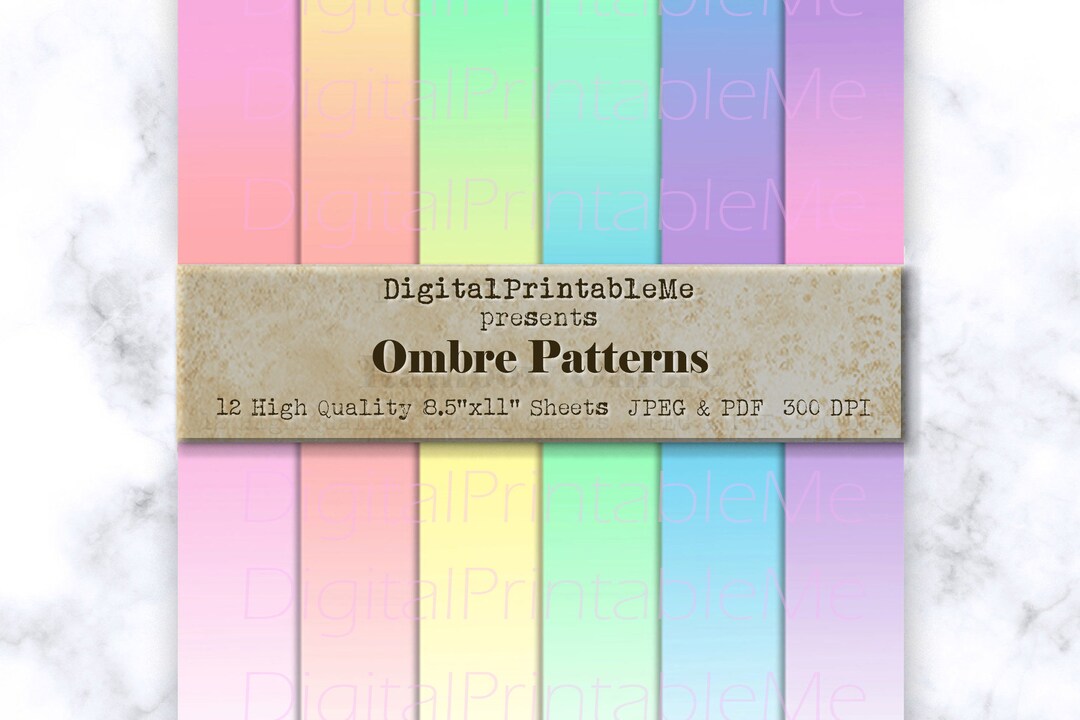 Ombre Digital Paper Pack, Variety of Shades, Mixed Color Patterns ...