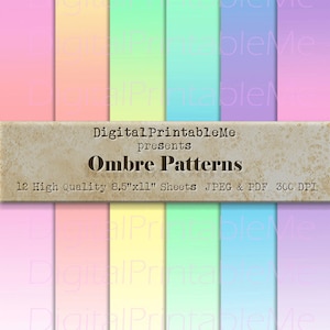 Ombre Digital Paper Pack, Variety of Shades, Mixed Color Patterns ...