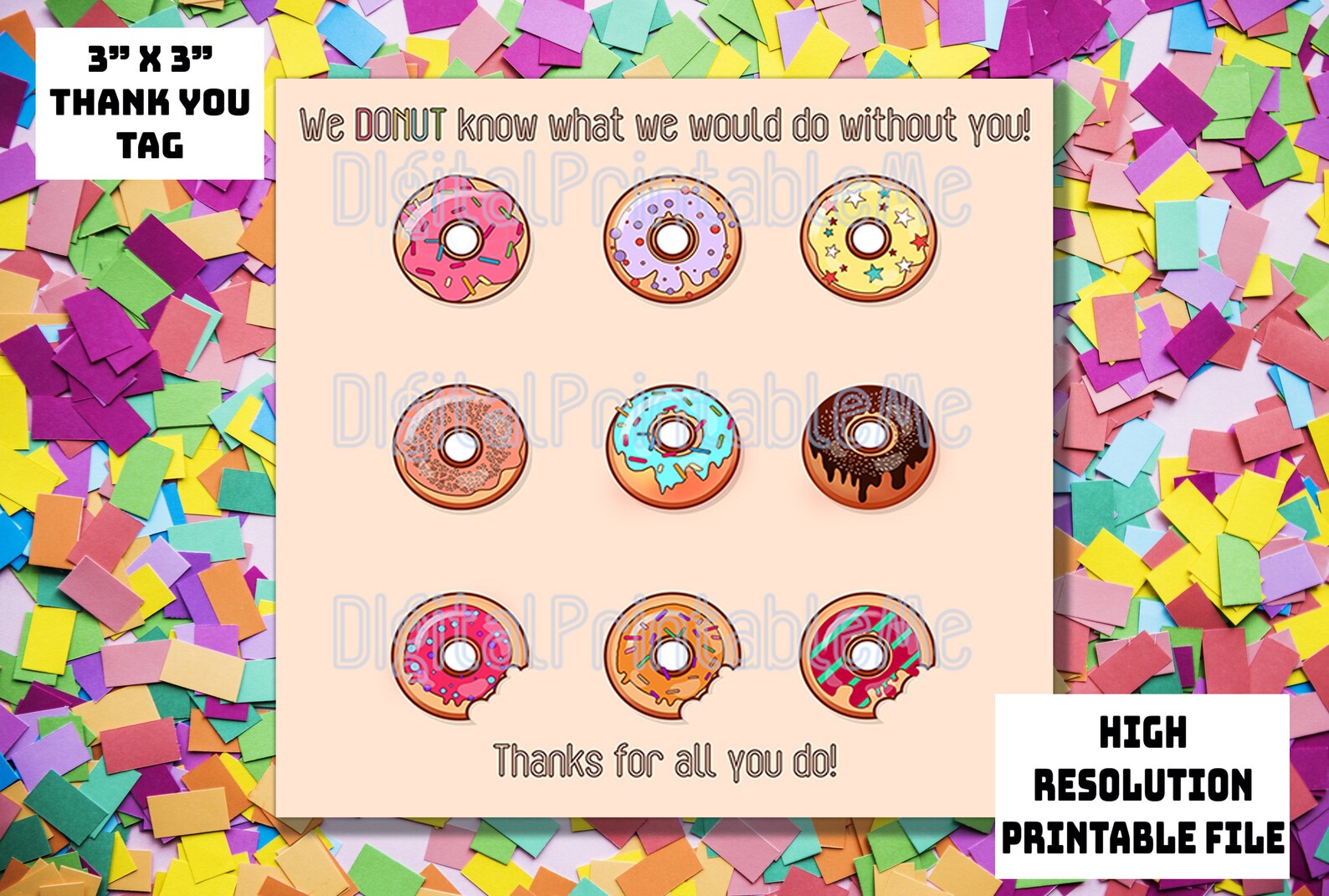 Donut Thank You Tags Teacher Gift Tags Thank You Note Donut - Etsy