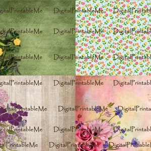 Floral Digital Paper, Wood Poster Scrapbook Paper Printable Digital ...