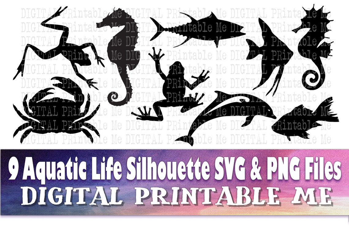 Aquatic Life Svg Bundle Silhouette PNG Clip Art 9 - Etsy