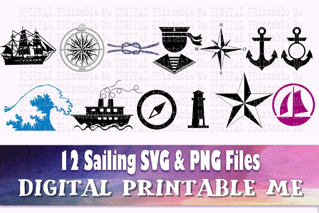 Sailor Svg Bundle Silhouette PNG Clip Art 12 Digital - Etsy