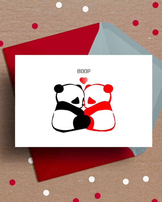Printable Panda Valentine's day Card Anniversary Card | Etsy