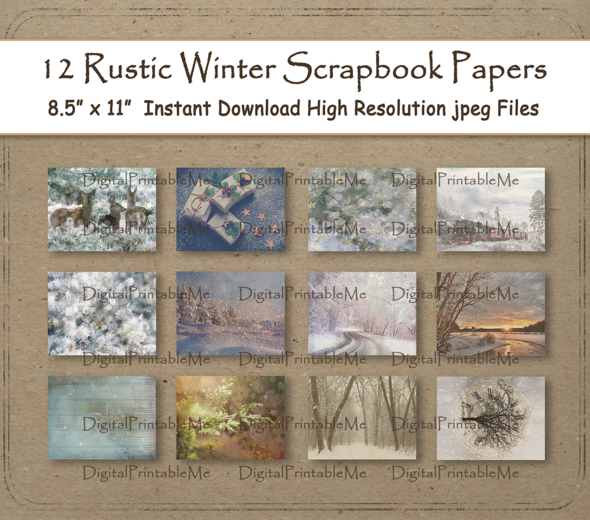 Rustic Winter Woodland Digital Paper 8.5 X 11 - Etsy
