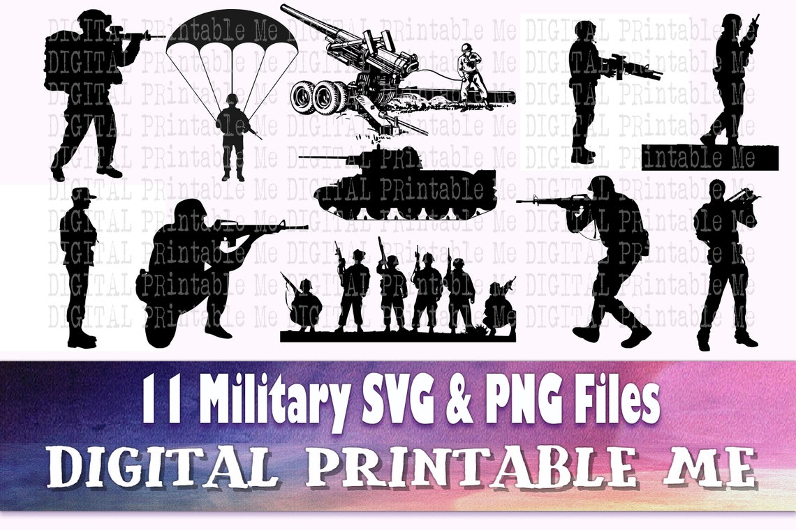 Military SVG, Army Silhouette Bundle, PNG, Clip Art, 11 Digital Files ...
