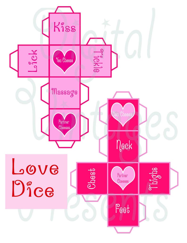 Printable Love Dice Valentines Day Game Sex Naughty Adult