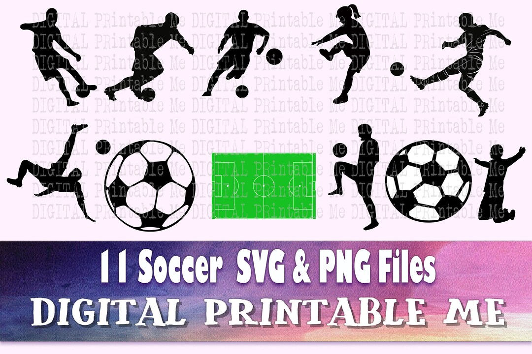 Soccer Svg Bundle, Silhouette, PNG, Clip Art, 11 Digital Images, Sport ...
