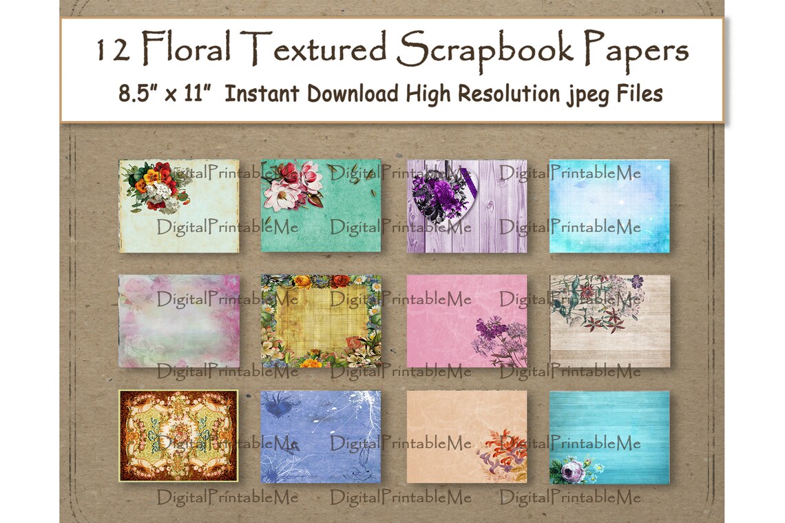 Floral Digital Paper Scrapbook Wood Digital Paper Paper - Etsy