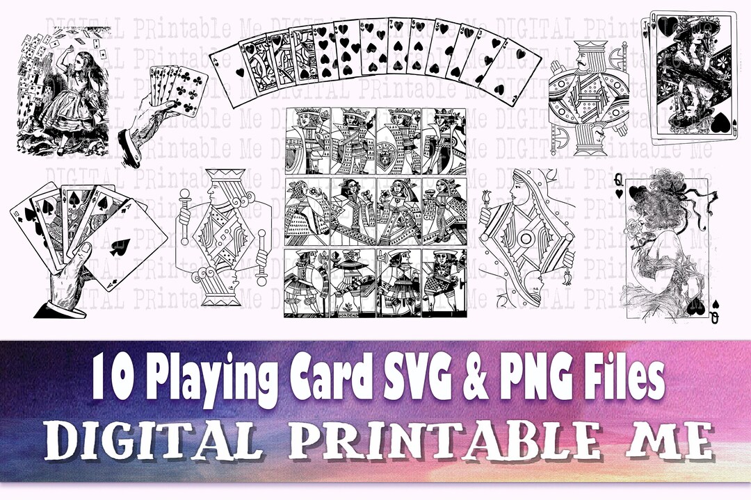 Playing Cards, Poker Deck, SVG PNG Clip Art Pack , 10 Digital Images ...