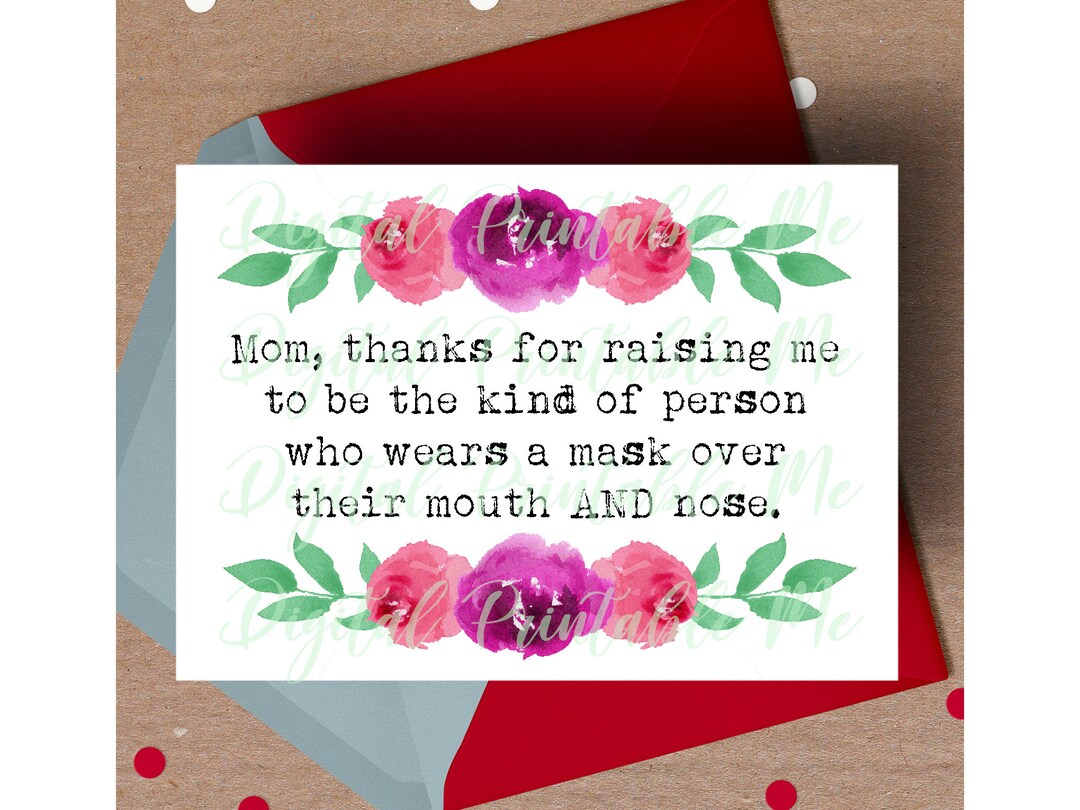 Funny Mother's Day Card, Mom Printable, Wear a Mask, Humor Joke, Pink ...
