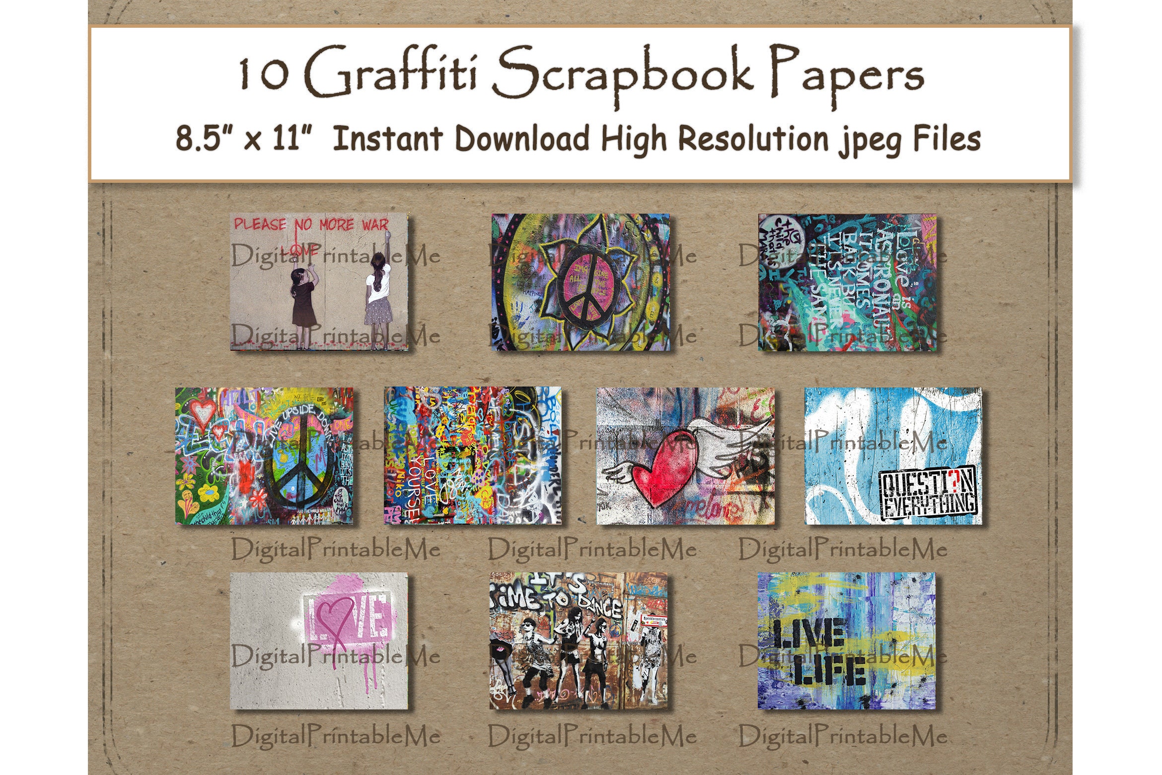 Graffiti Digital Paper Print 8.5 X 11 Texture - Etsy