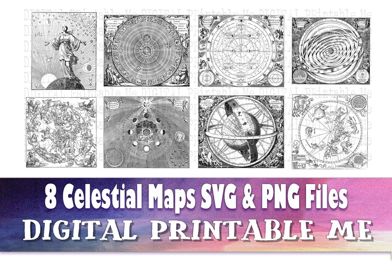 Celestial Maps Star Charts 8 Svg Bundle Astrology Vintage - Etsy