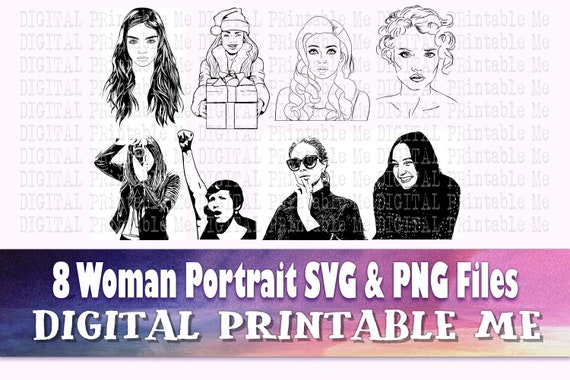 Realistic Woman Svg Line Art Lady Modern Illustrations Png - Etsy
