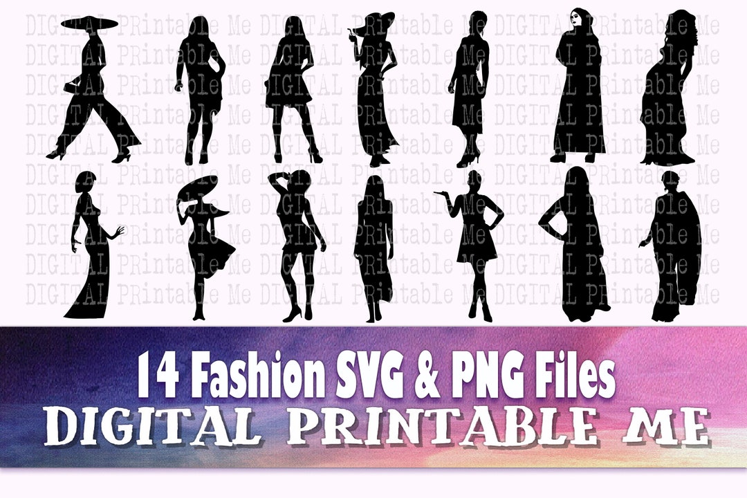 Fashion Woman Svg, Female Silhouette Bundle, PNG Clip Art, 14 Pretty ...