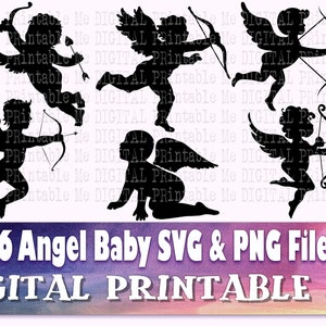 Cherub Svg, Silhouette Bundle, PNG, Clip Art, 12 Digital, Simple ...