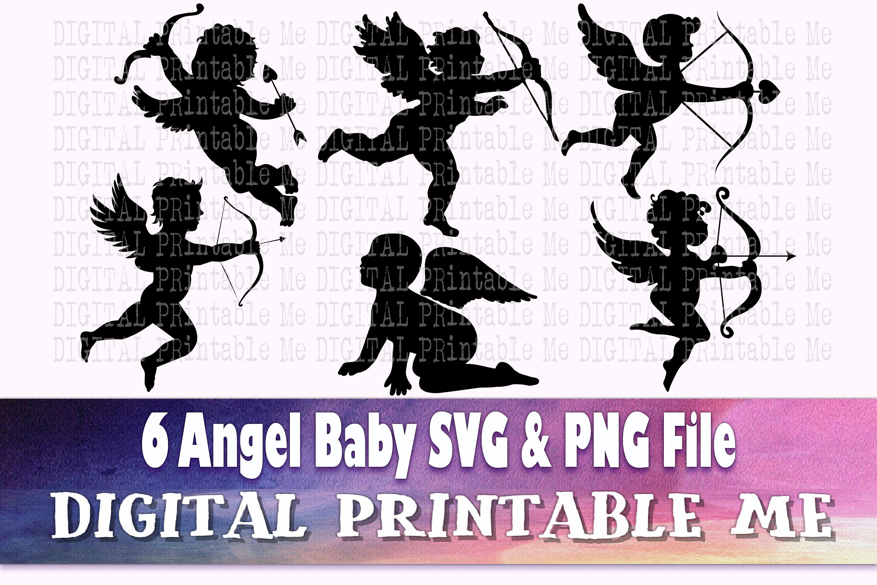 Cherub svg silhouette bundle PNG clip art 12 Digital | Etsy